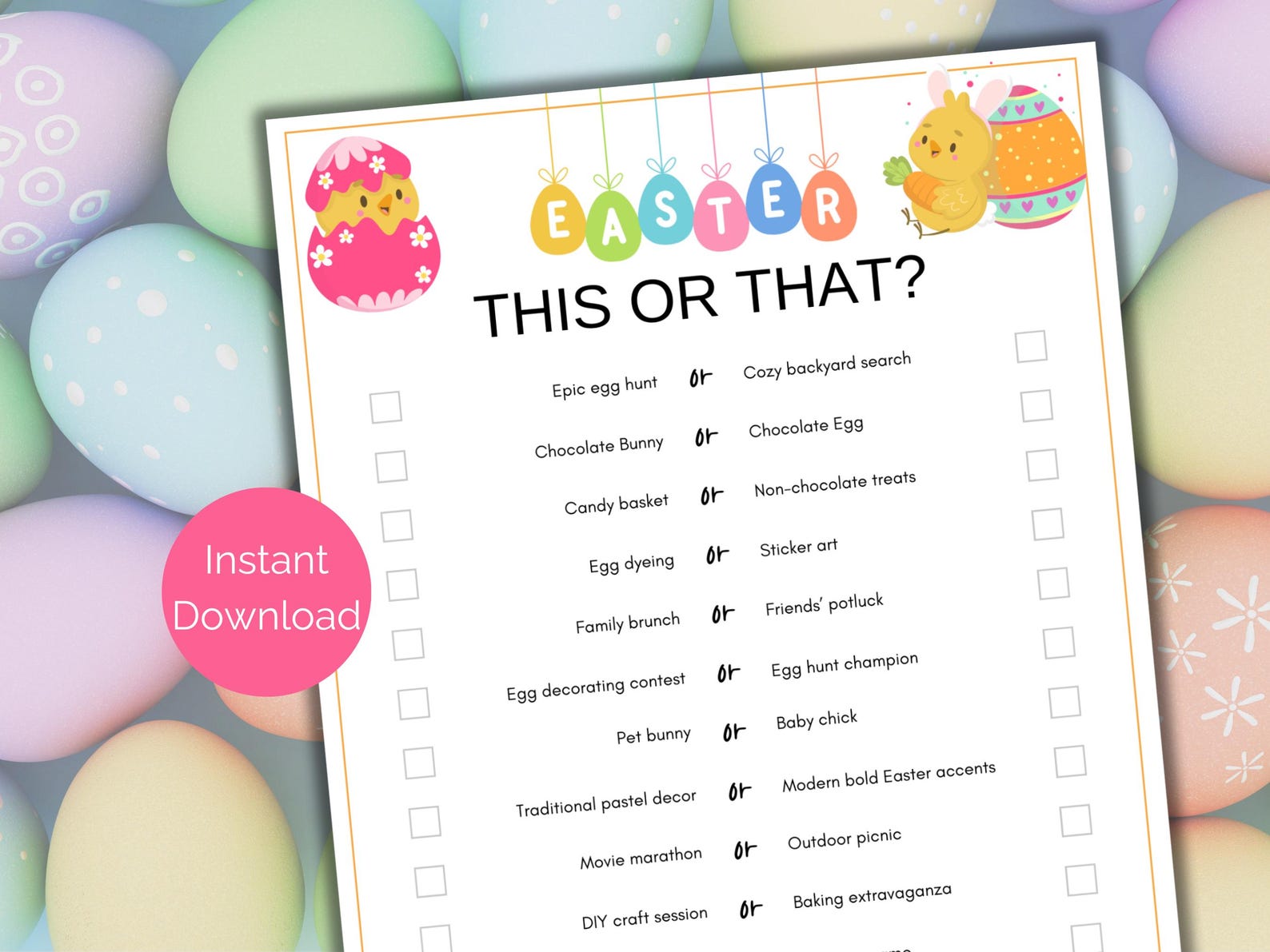 Easter This or That Game, Printable Easter Party Game for Groups, Kids ...