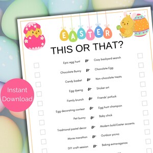 Easter This or That Game, Printable Easter Party Game for Groups, Kids ...
