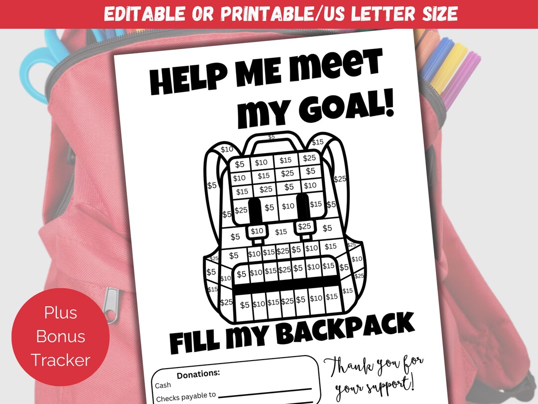 Editable Fill My Backpack Fundraiser Template, School Fundraiser Flyer ...