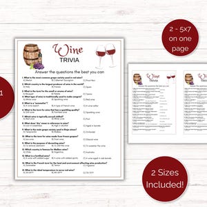Wine Trivia Game, Wine Quiz, Printable Wine Party Game for Adults, Wine ...