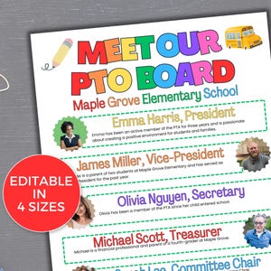 EDITABLE Meet the PTA PTO Board Flyer Template, Pta Volunteer Board ...