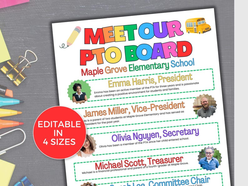 EDITABLE Meet the PTA PTO Board Flyer Template, Pta Volunteer Board ...