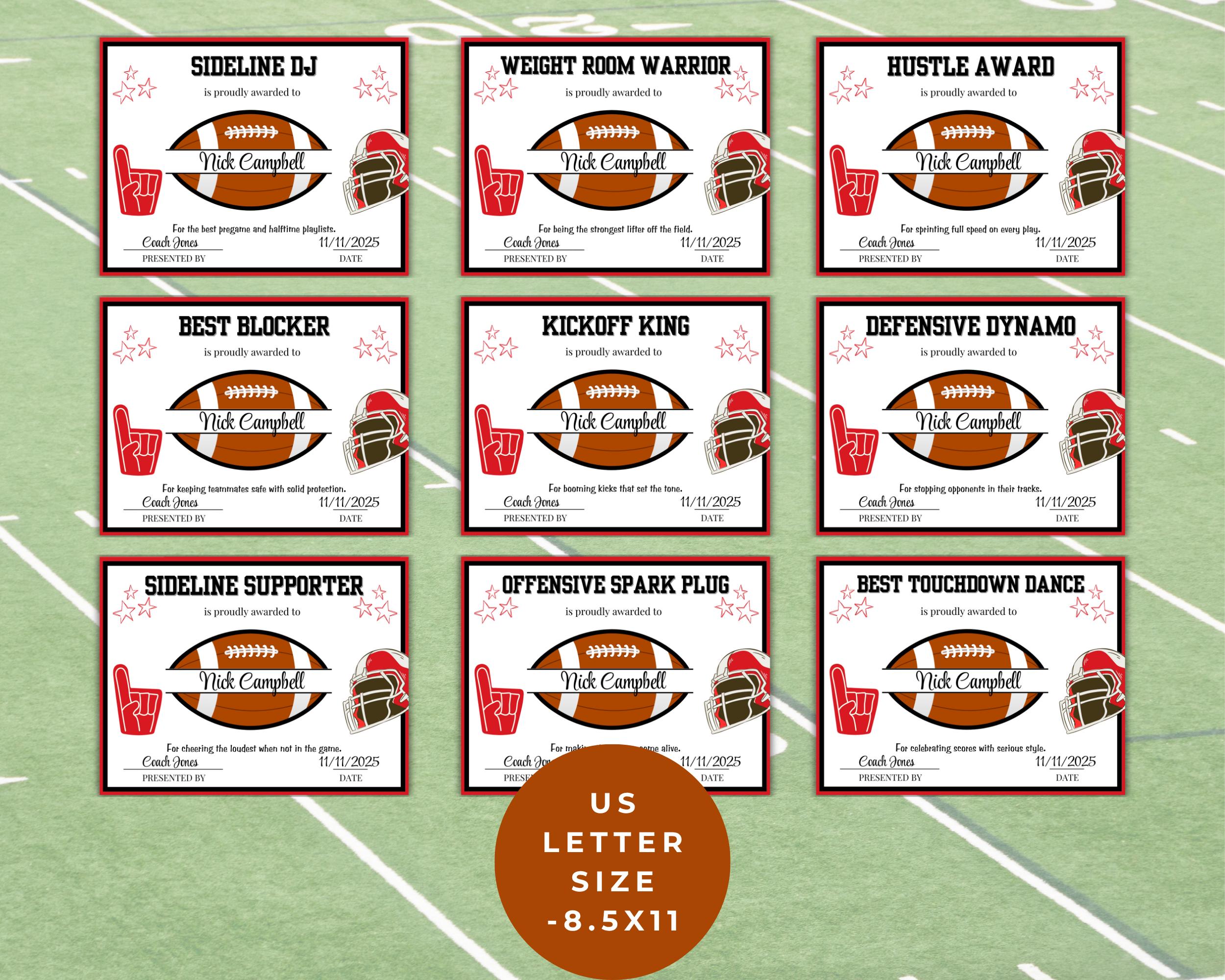 Editable Football Award Certificates, 101 Printable End of Season ...