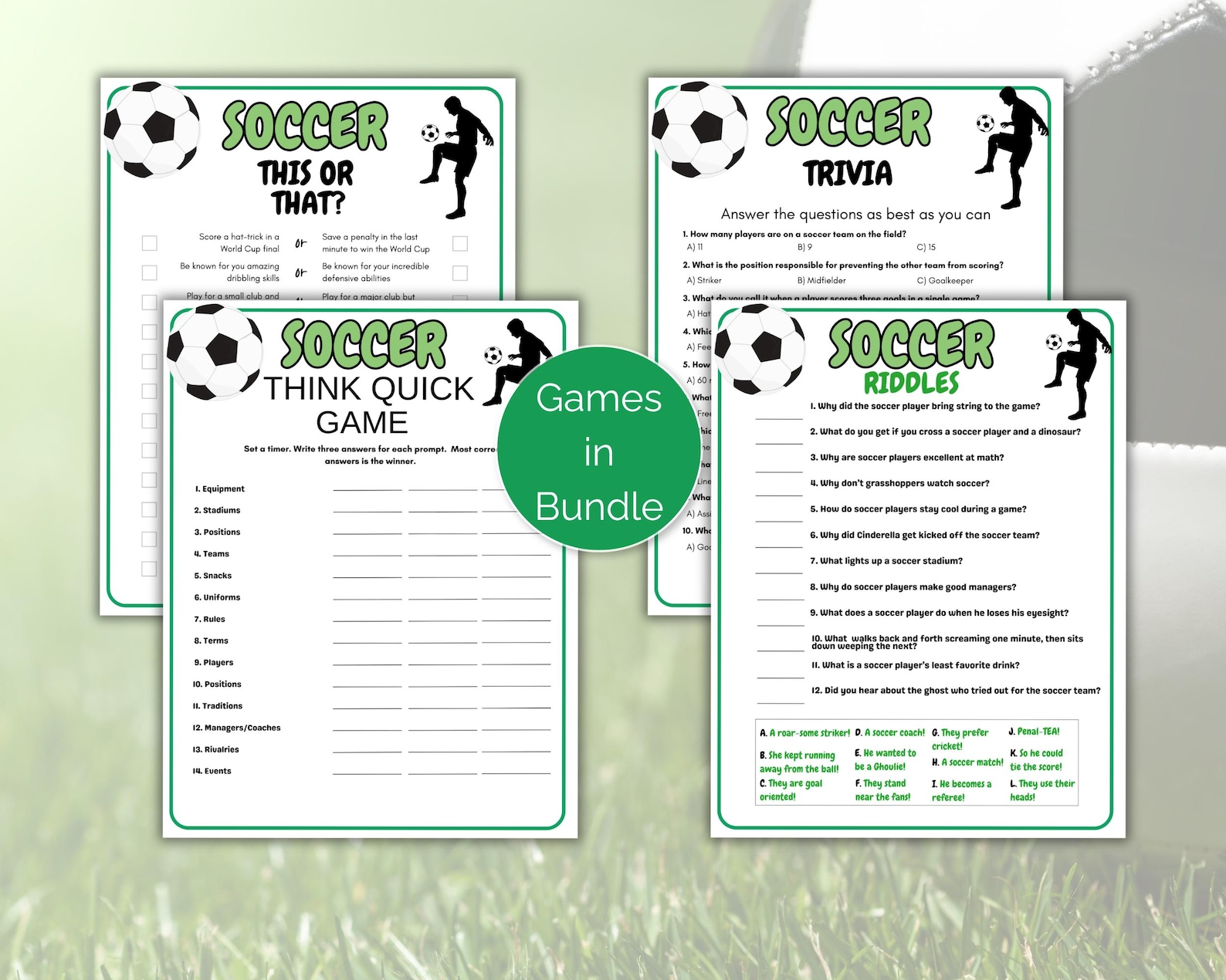 Soccer Games Bundle, 13 Printable Soccer Party Games, Soccer Birthday ...