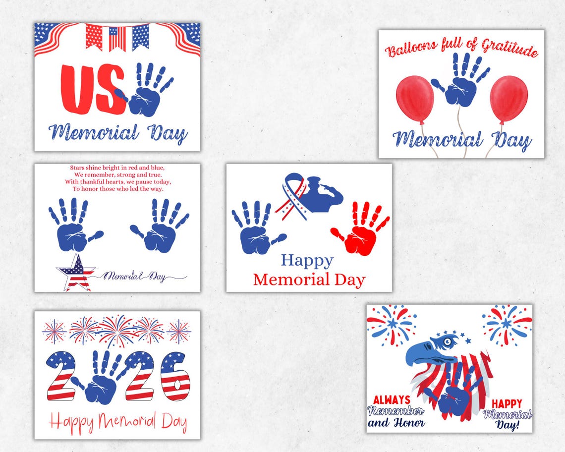 Memorial Day Handprint Art Bundle, Memorial Day Handprint Craft for ...