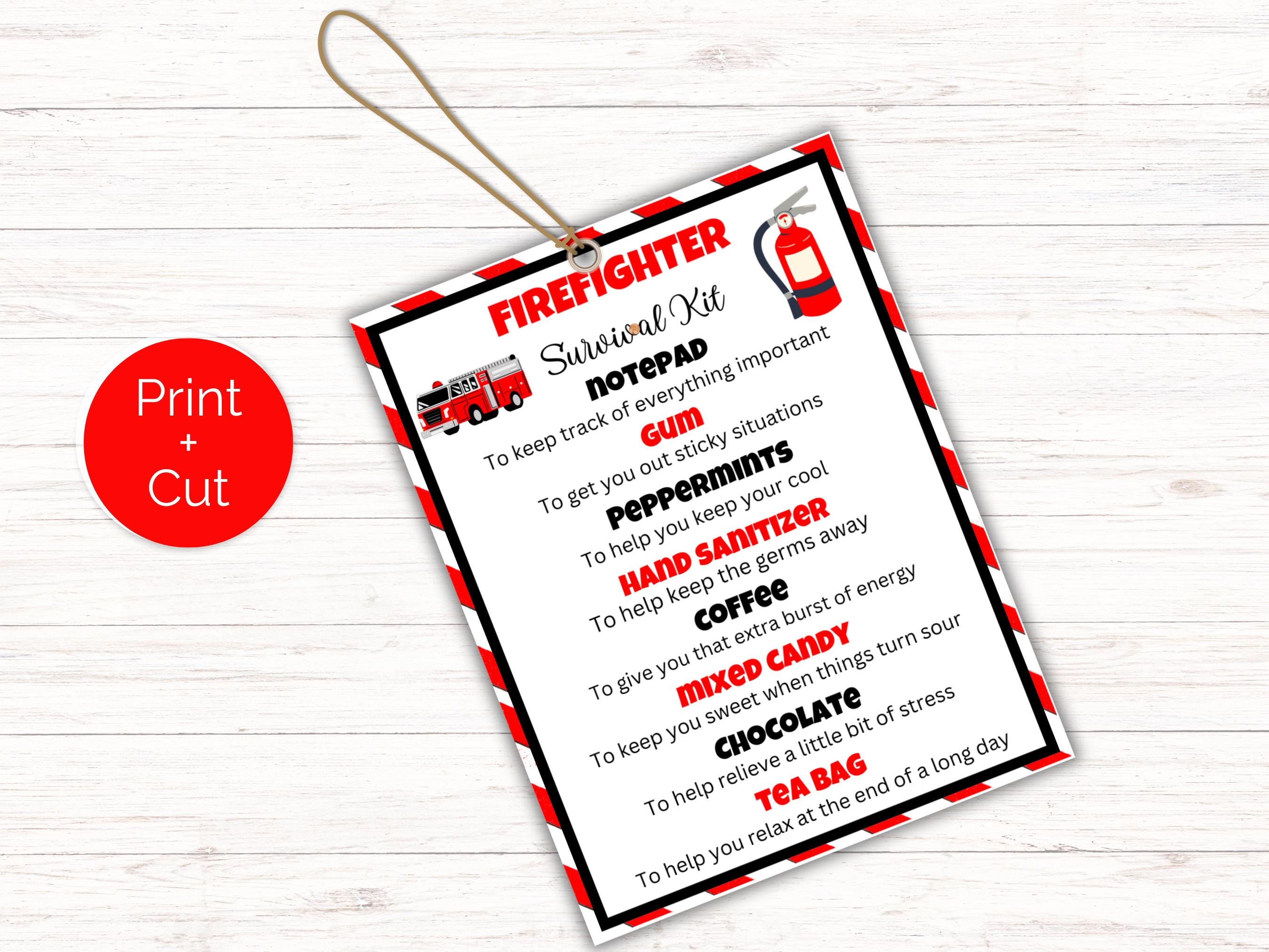 Editable Firefighter Survival Kit Gift Tags, Firefighter Appreciation ...