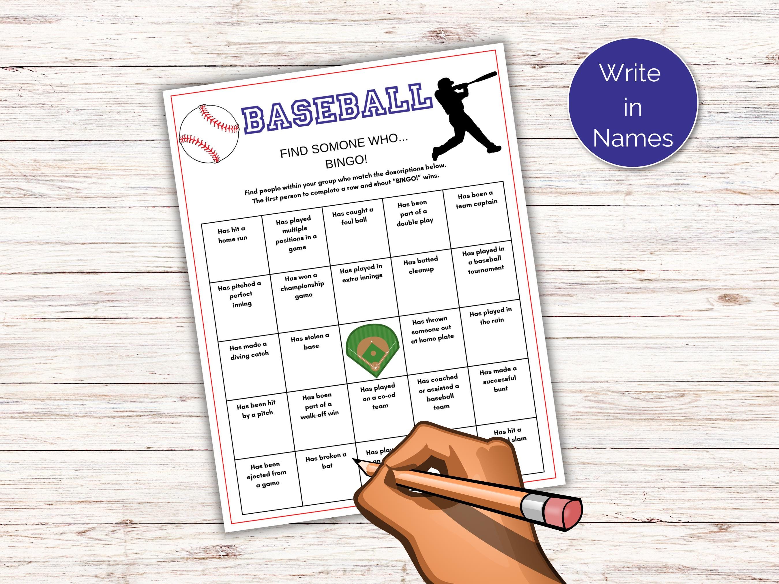 Baseball Find Someone Who Game, Printable Baseball Party Mix and Mingle ...