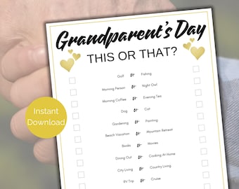 Grandparents This or That Game, Printable Grandparents Day Game ...