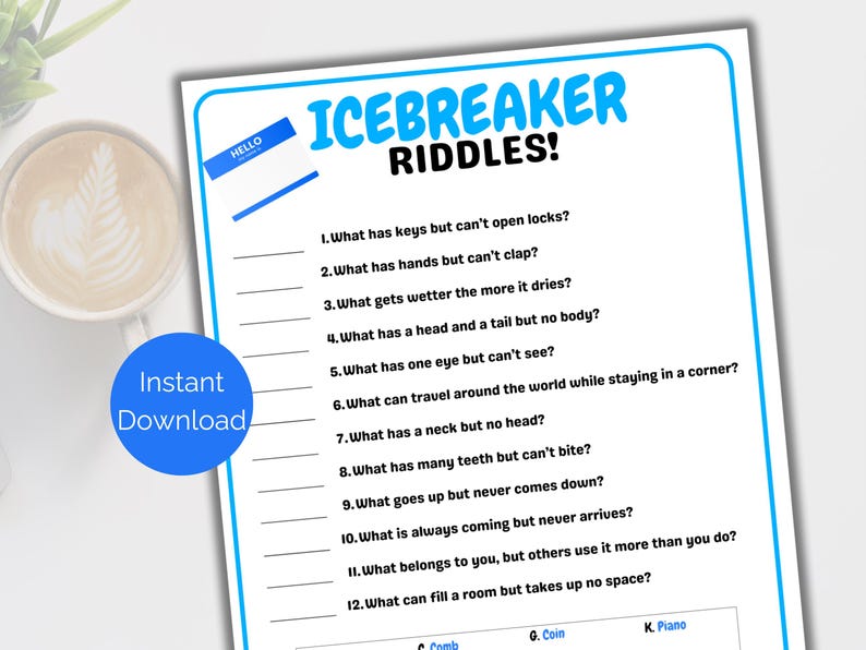 Icebreaker Jokes, Printable Icebreaker Riddles, Icebreaker Game for ...