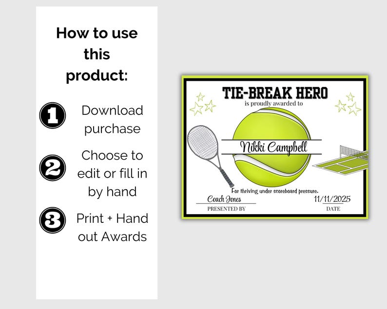 Editable Tennis Award Certificates, 101 Printable End of Season Tennis ...
