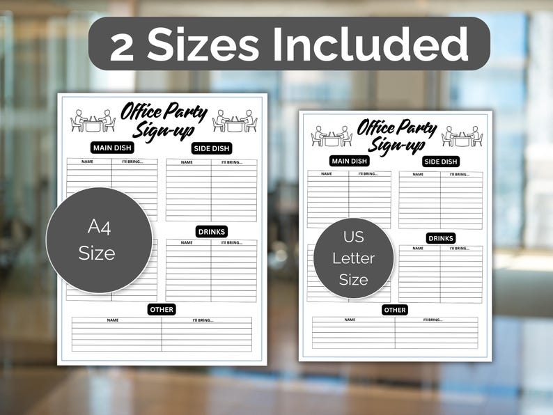 Office Lunch Potluck Sign up Sheet, Printable Office Party Potluck Sign ...