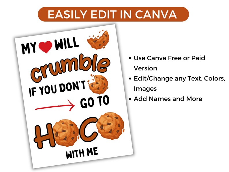 Editable Cookie Homecoming Proposal Sign, Printable HOCO Poster ...