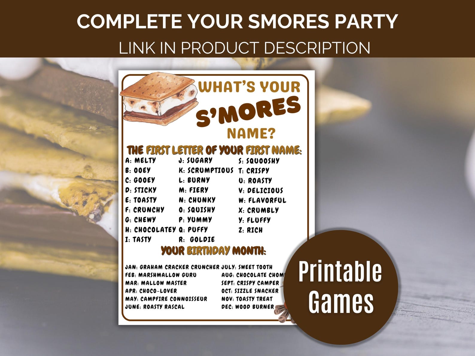 S'mores Trivia Game, Smores Quiz, Printable Camping Party Game for Kids ...