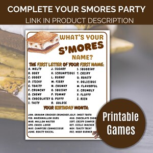 S'mores Trivia Game, Smores Quiz, Printable Camping Party Game for Kids ...