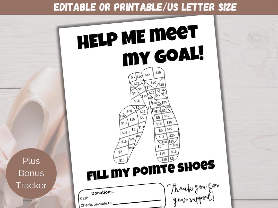 Editable Fill My Ballet Shoe Fundraiser Template, Dance Fundraiser ...