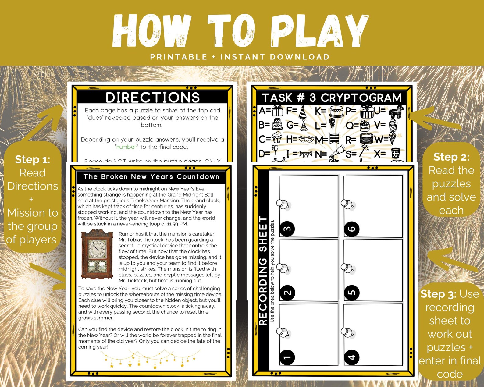 New Years Eve Escape Room Game, Printable NYE Escape Room for Kids or ...