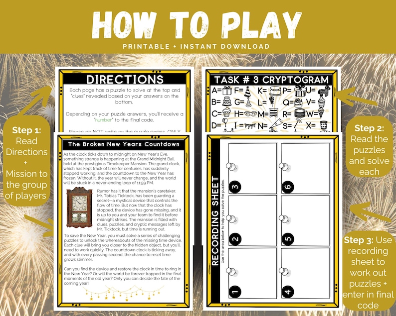 New Years Eve Escape Room Game, Printable NYE Escape Room for Kids or ...
