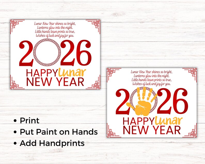 2026 Lunar New Year Handprint Art, Chinese New Year Handprint Craft for ...