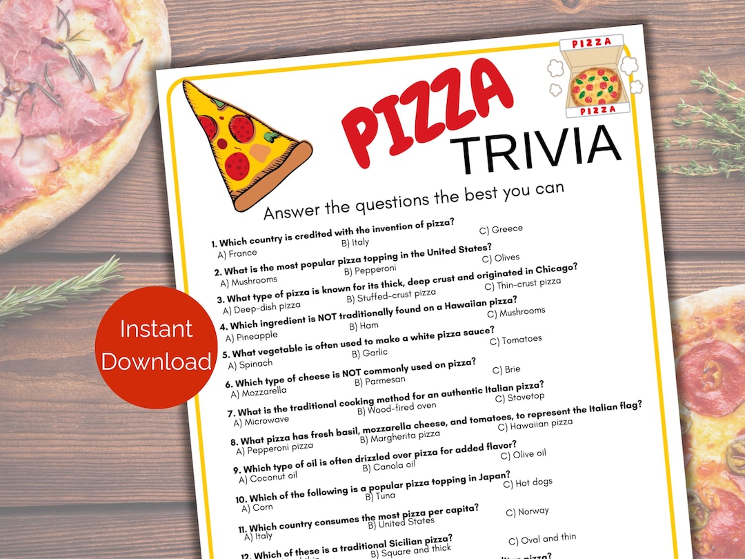 Pizza Trivia Game, Pizza Quiz, Pizza Party Game for Kids or Adults ...