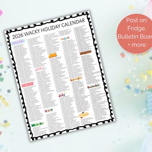 2026 List of Wacky Holidays, List of 2026 Fun Holidays in Order ...