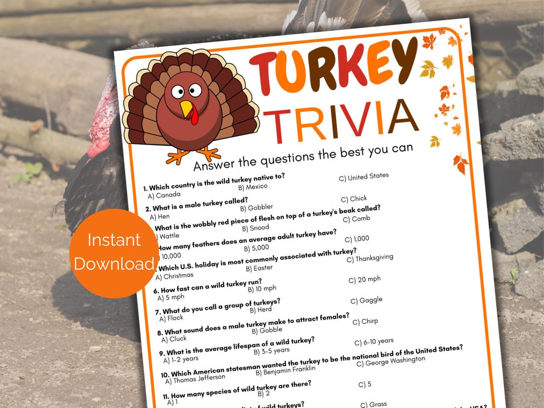 Turkey Trivia Game, Turkey Quiz, Thanksgiving Party Games ...