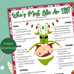 Who's Most Like an Elf Game, Holiday Office Party Games, Christmas Ice ...