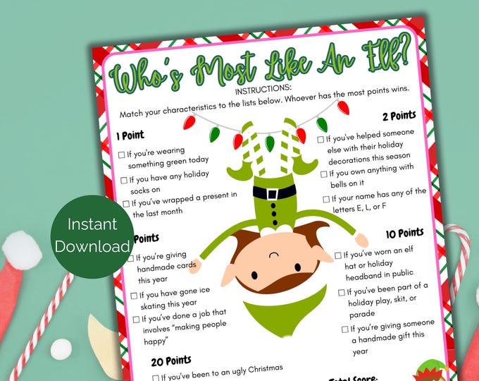 Who's Most Like an Elf Game, Holiday Office Party Games, Christmas Ice ...