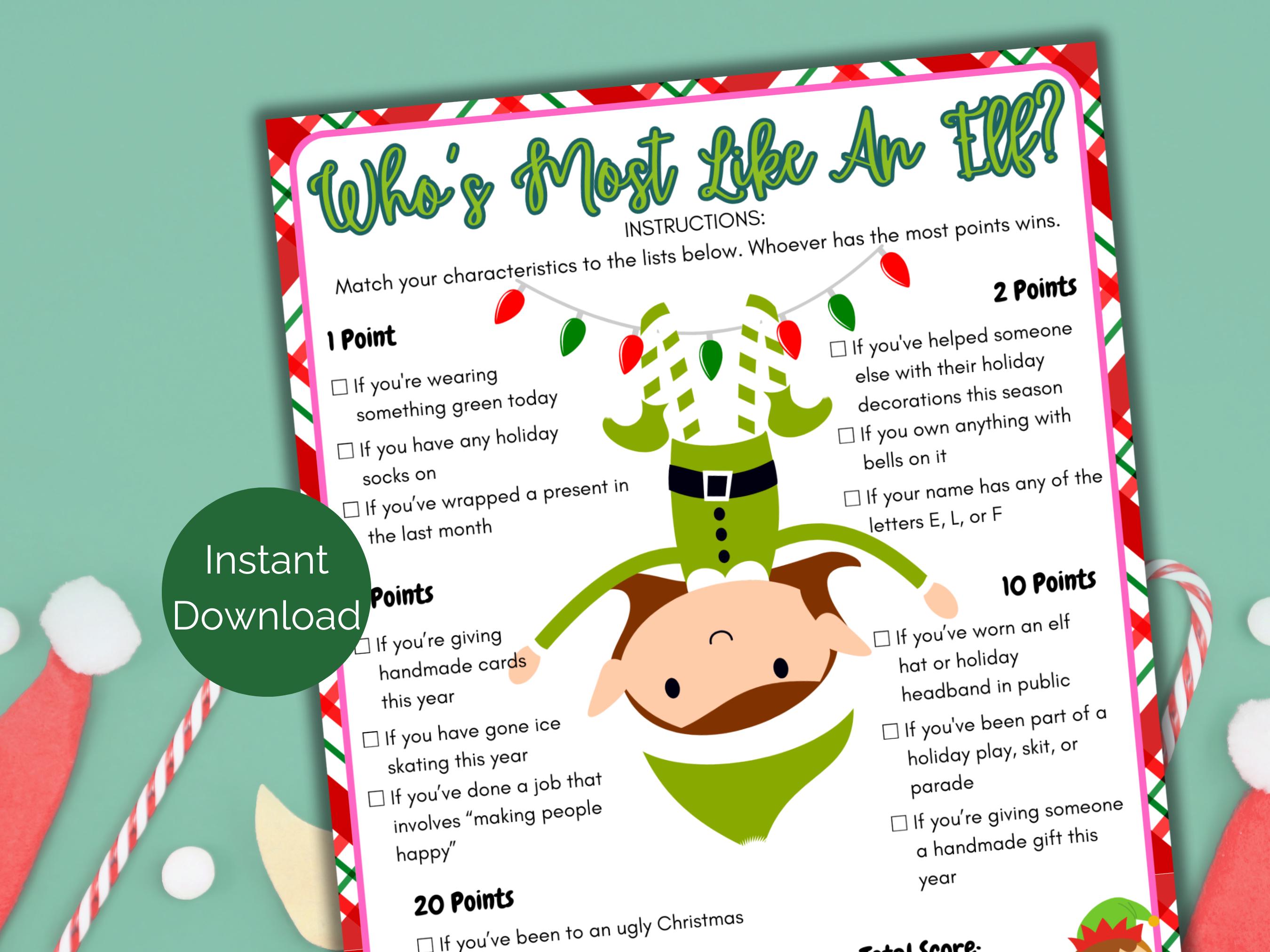 Who's Most Like an Elf Game, Holiday Office Party Games, Christmas Ice ...