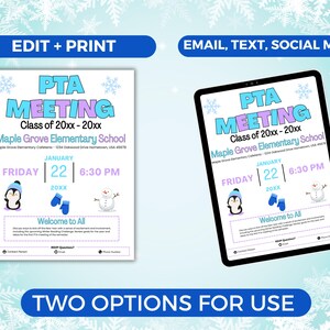 EDITABLE PTO PTA January Meeting Flyer Template, Pto/pta Information ...