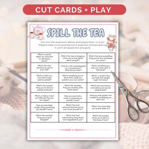 Spill the Tea Game, Printable Tea Party Games, Garden Party Game ...