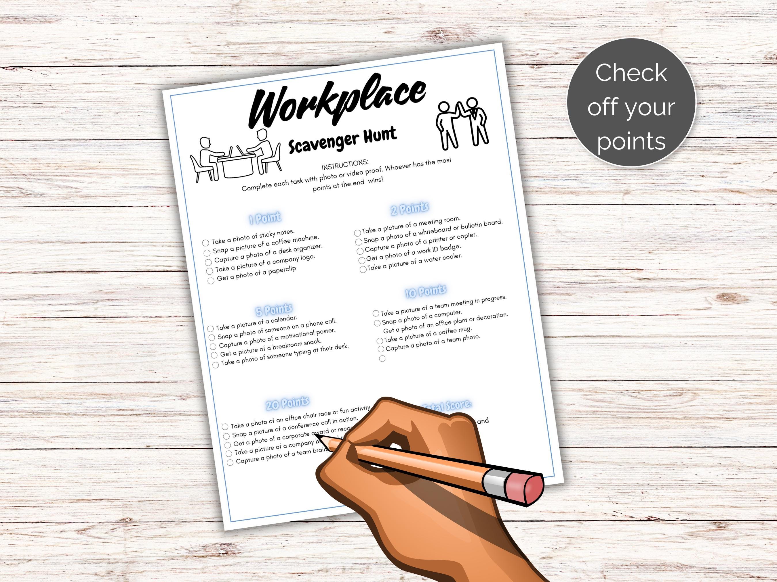 Workplace Scavenger Hunt, Printable Office Photo Scavenger Hunt, Team ...