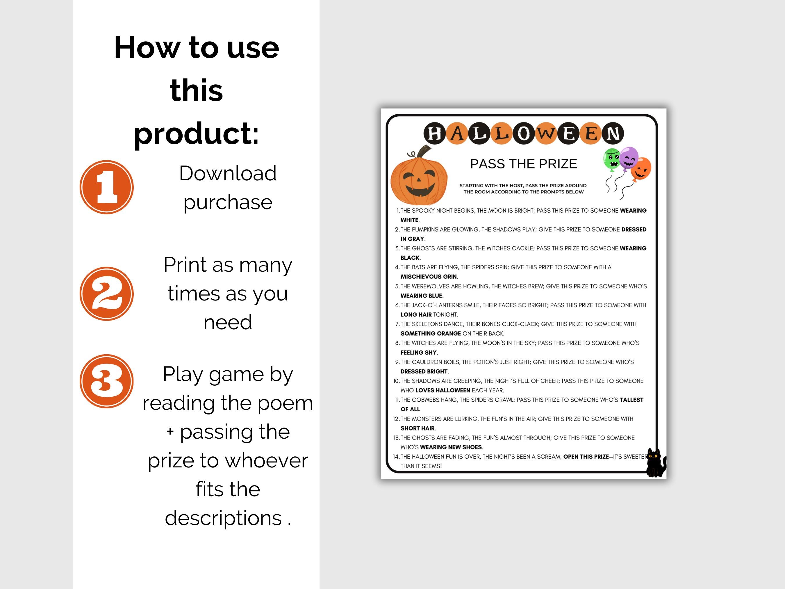 Halloween Pass the Prize, Printable Halloween Pass the Parcel Game ...