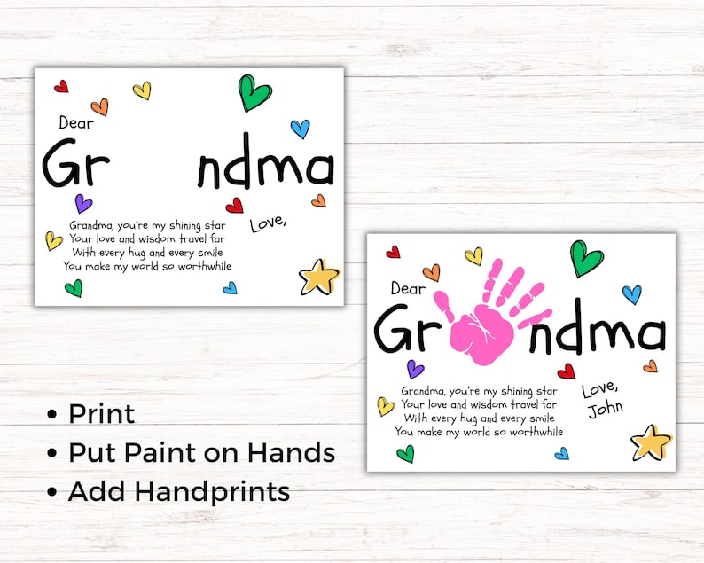 Dear Grandma Handprint Art, Grandparents Day Handprint Craft for ...