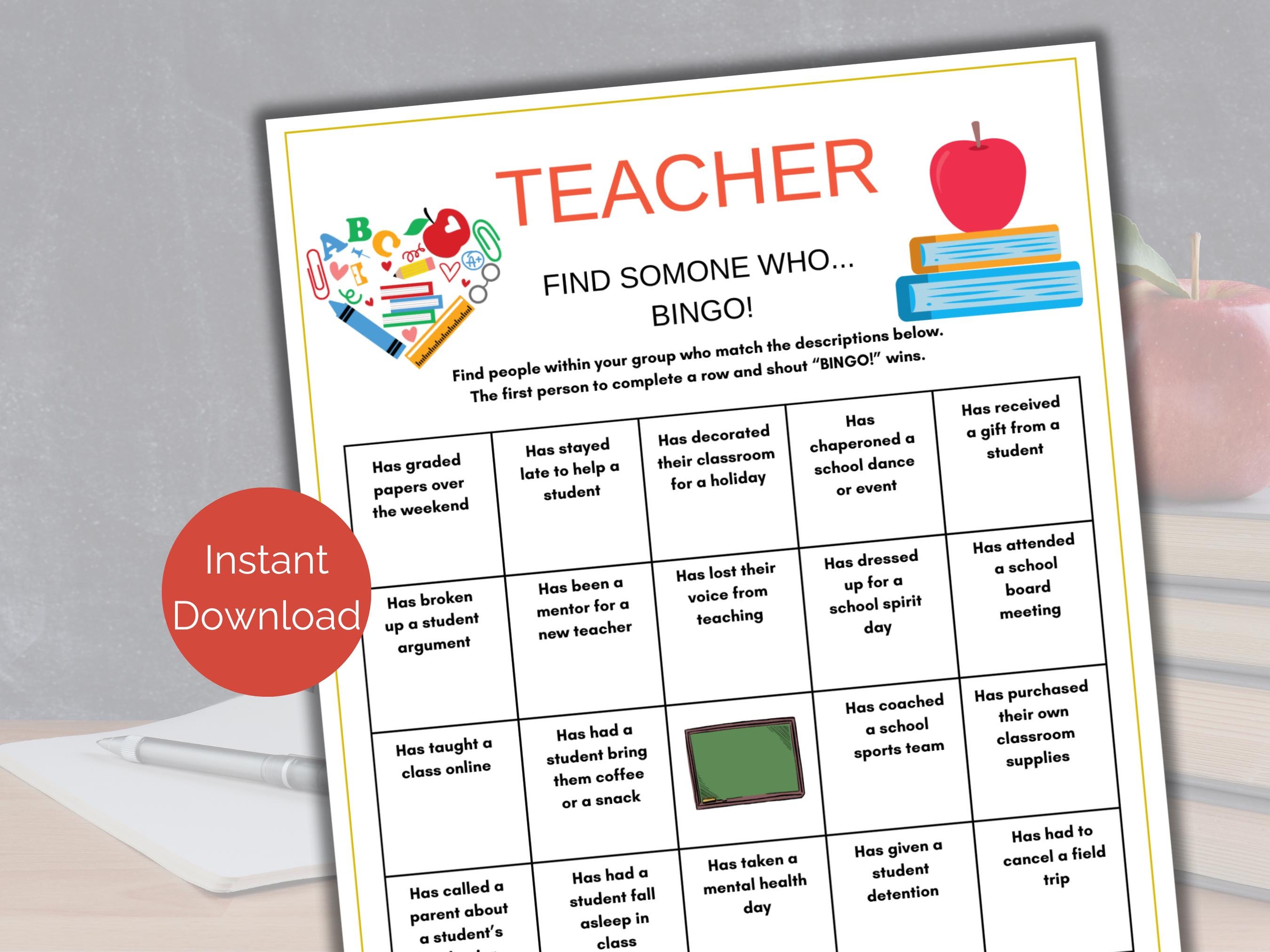 Teacher Find Someone Who Game, Staff Party Mix and Mingle, Faculty ...