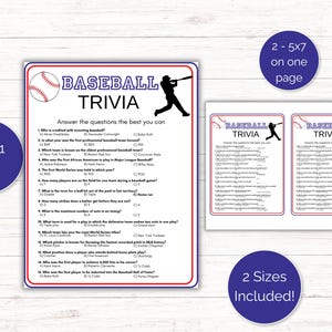 Baseball Trivia Game, Printable Baseball Team Party Games, Baseball ...