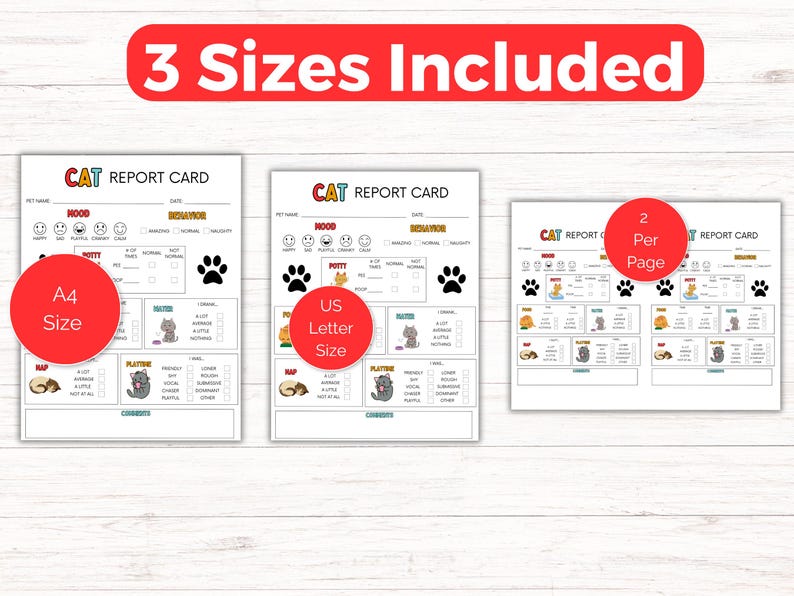 EDITABLE Cat Report Card, Cat Boarding Report, Cat Daycare Report Card ...