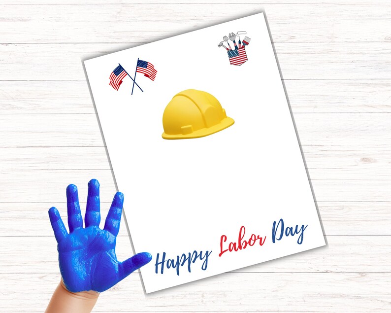 Labor Day Handprint Art, Labor Day Hard Hat Handprint Craft for ...