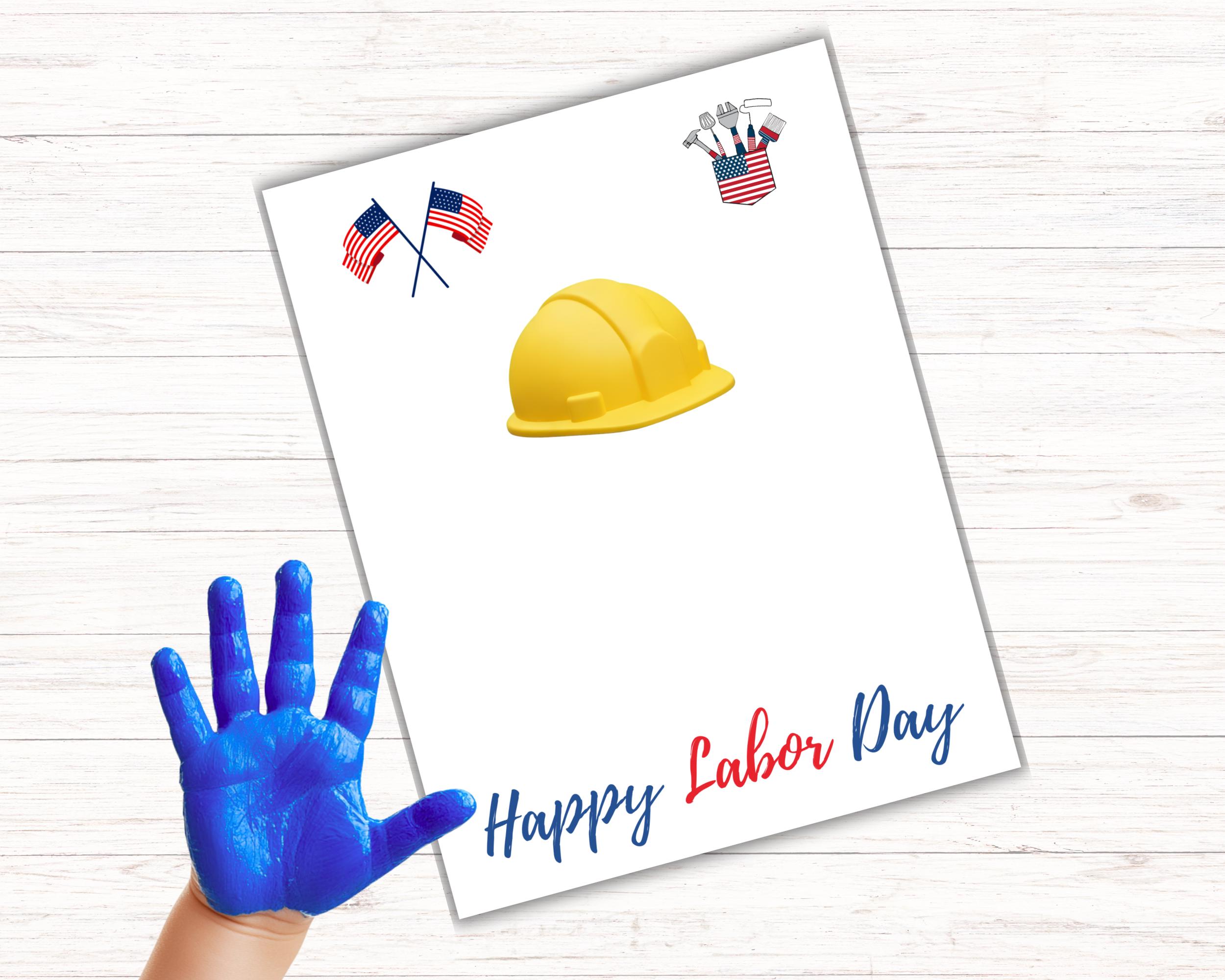 Labor Day Handprint Art, Labor Day Hard Hat Handprint Craft for ...