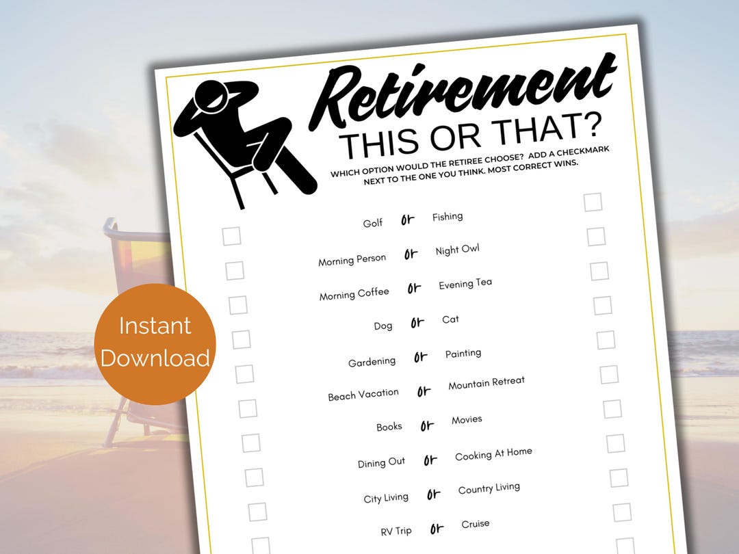 Retirement This or That Game, Printable Retirement Party Games, Fun ...