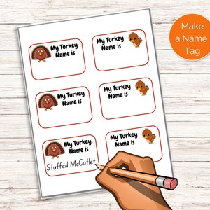 What's Your Turkey Name Game + Name Tags, Thanksgiving Party Games ...