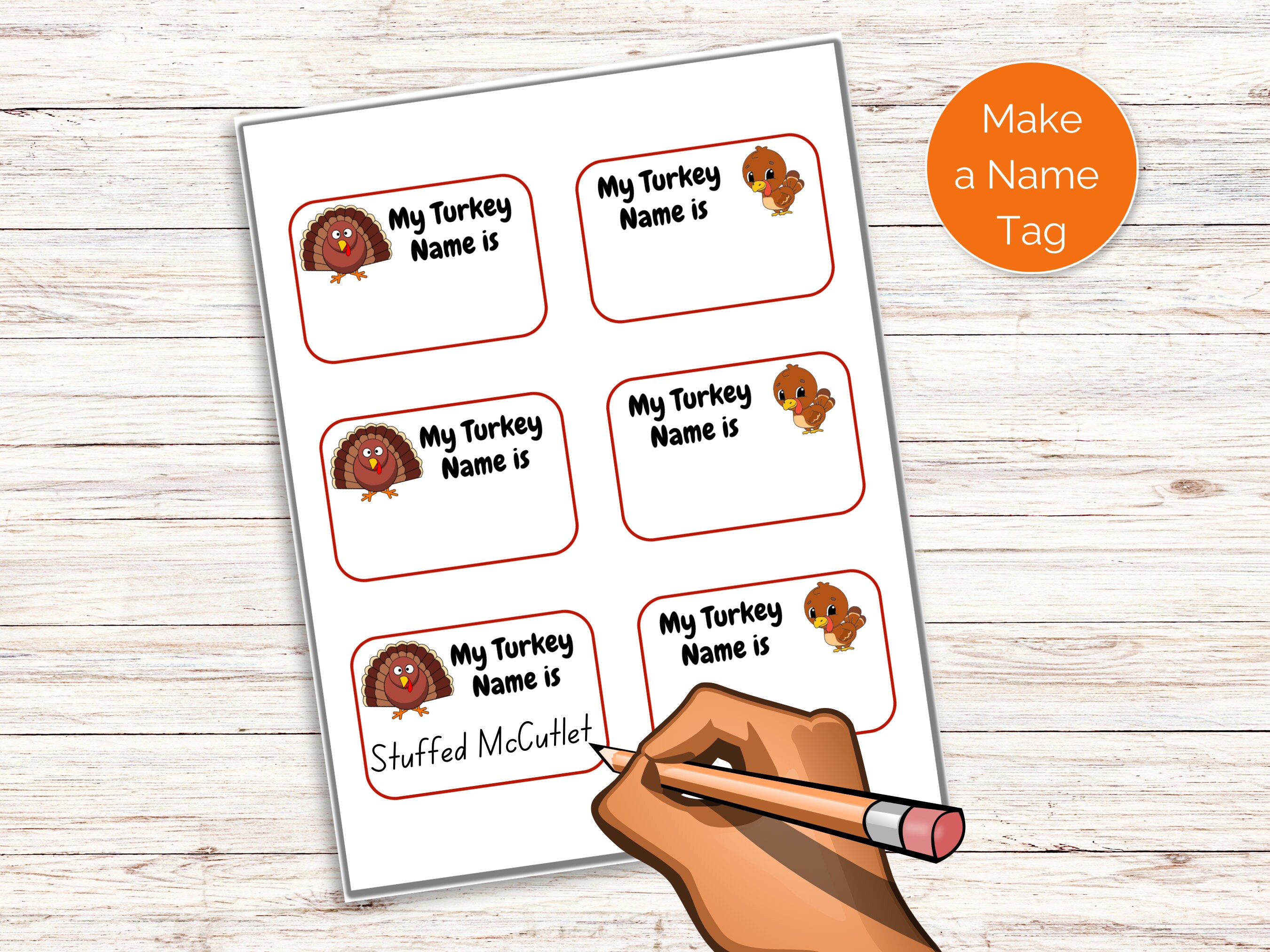 What's Your Turkey Name Game + Name Tags, Thanksgiving Party Games ...