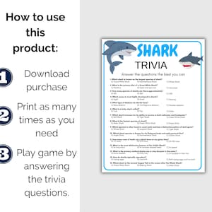 Shark Trivia Game, Shark Quiz, Shark Week Activity for Kids and Adults ...