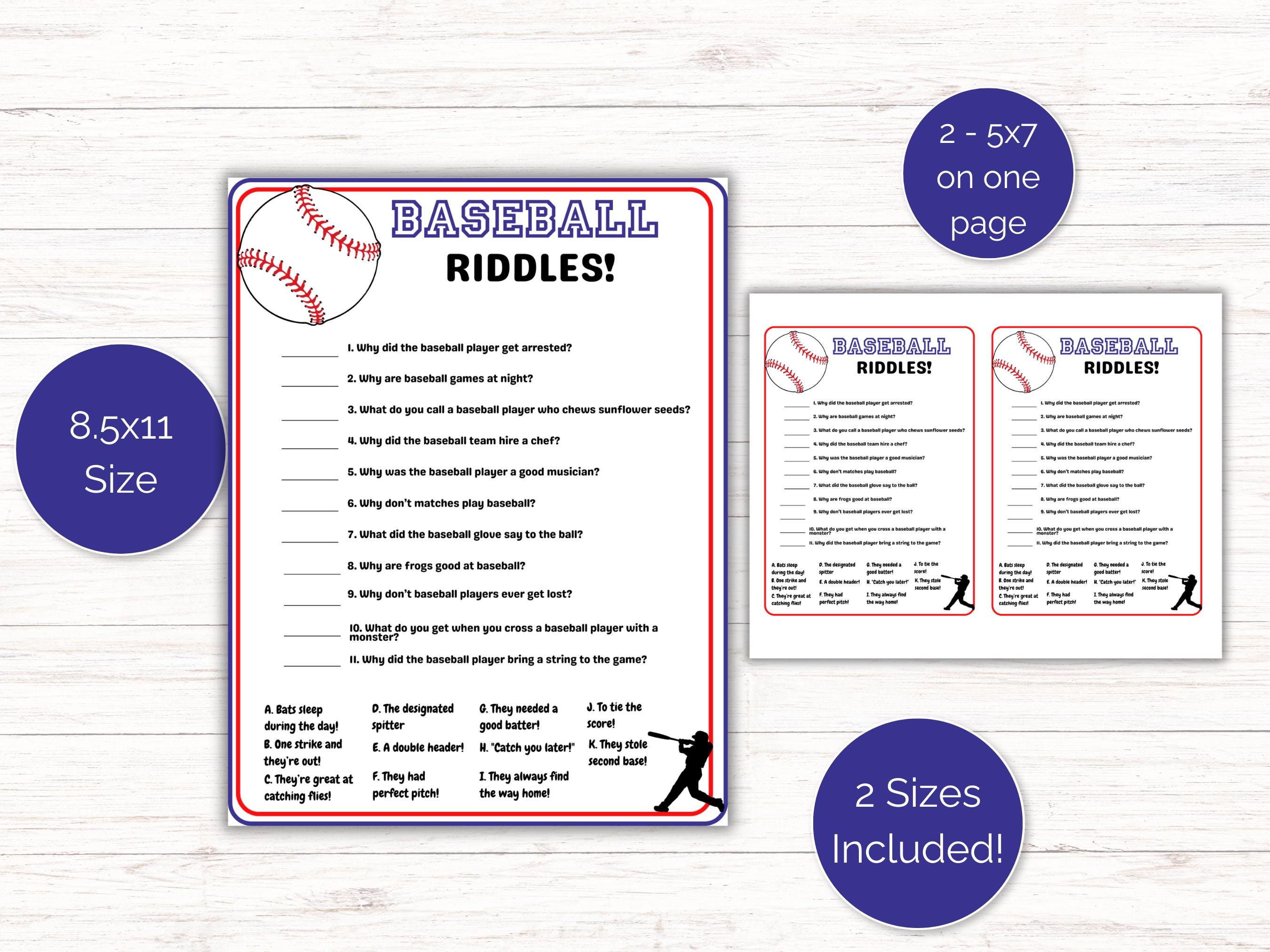 Baseball Jokes, Baseball Riddles, Baseball Team Party Games, Baseball ...