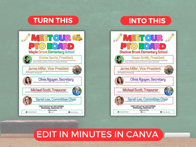 EDITABLE Meet the PTA PTO Board Flyer Template, Pta Volunteer Board ...