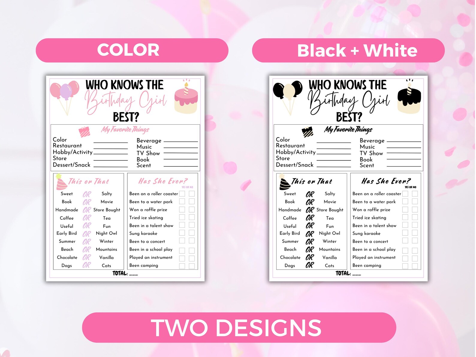 Who Knows the Birthday Girl Best Game, Editable + Printable Birthday ...