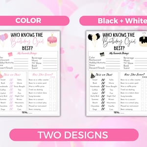 Who Knows the Birthday Girl Best Game, Editable + Printable Birthday ...