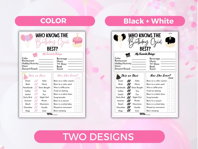 Who Knows the Birthday Girl Best Game, Editable + Printable Birthday ...