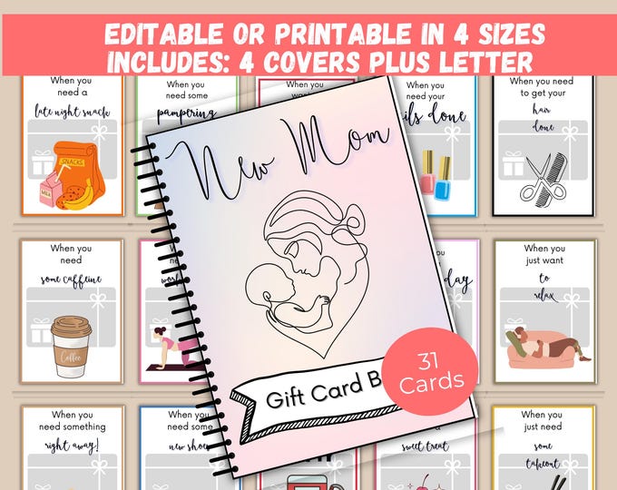 New Mom Gift Card Book, Printable Gift Card Holder, Baby Shower Gift ...