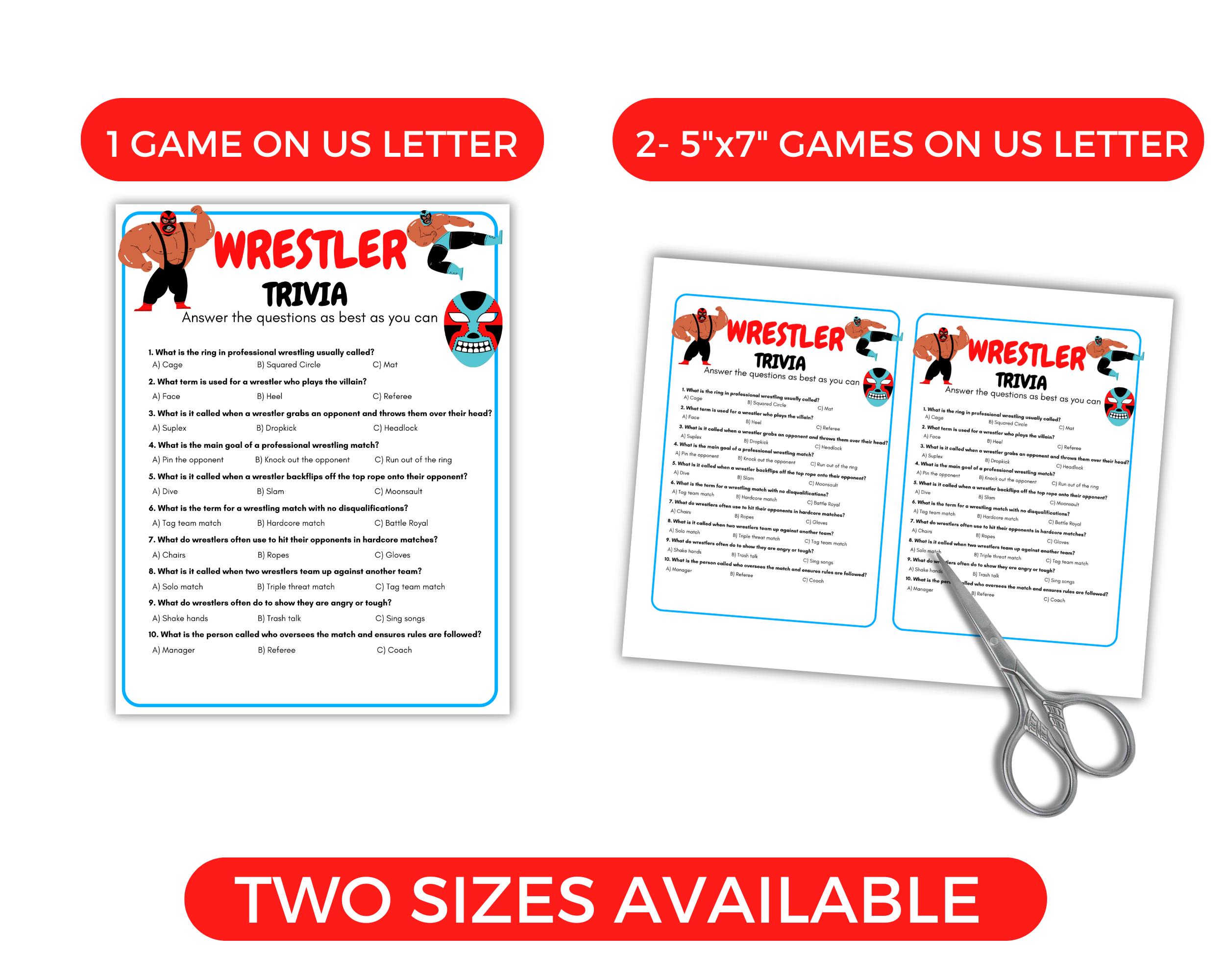 Wrestling Party Games, Wrestling Printable Games, Wrestling Activities ...