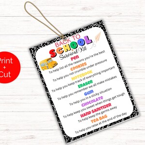 Editable Back to School Survival Kit Gift Tags, Back to School Gift Tag ...